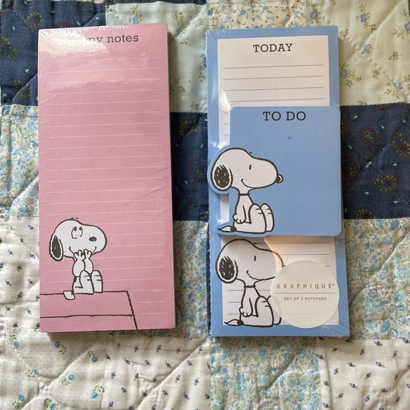 Office | Snoopy Notepad Set Pink And Blue | Poshmark